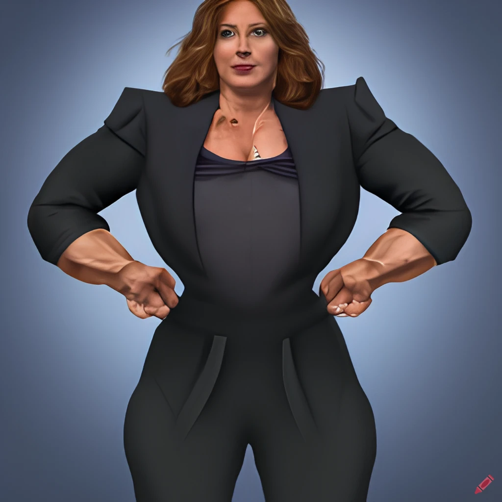 Create a digital portrait of Cassandra, the CEO of Musculex Corporation ...