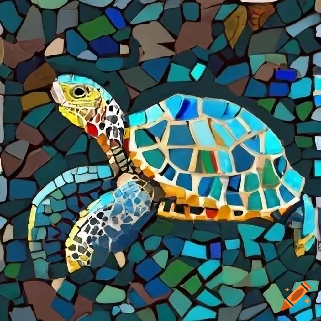 Mosaic with a turtle on Craiyon