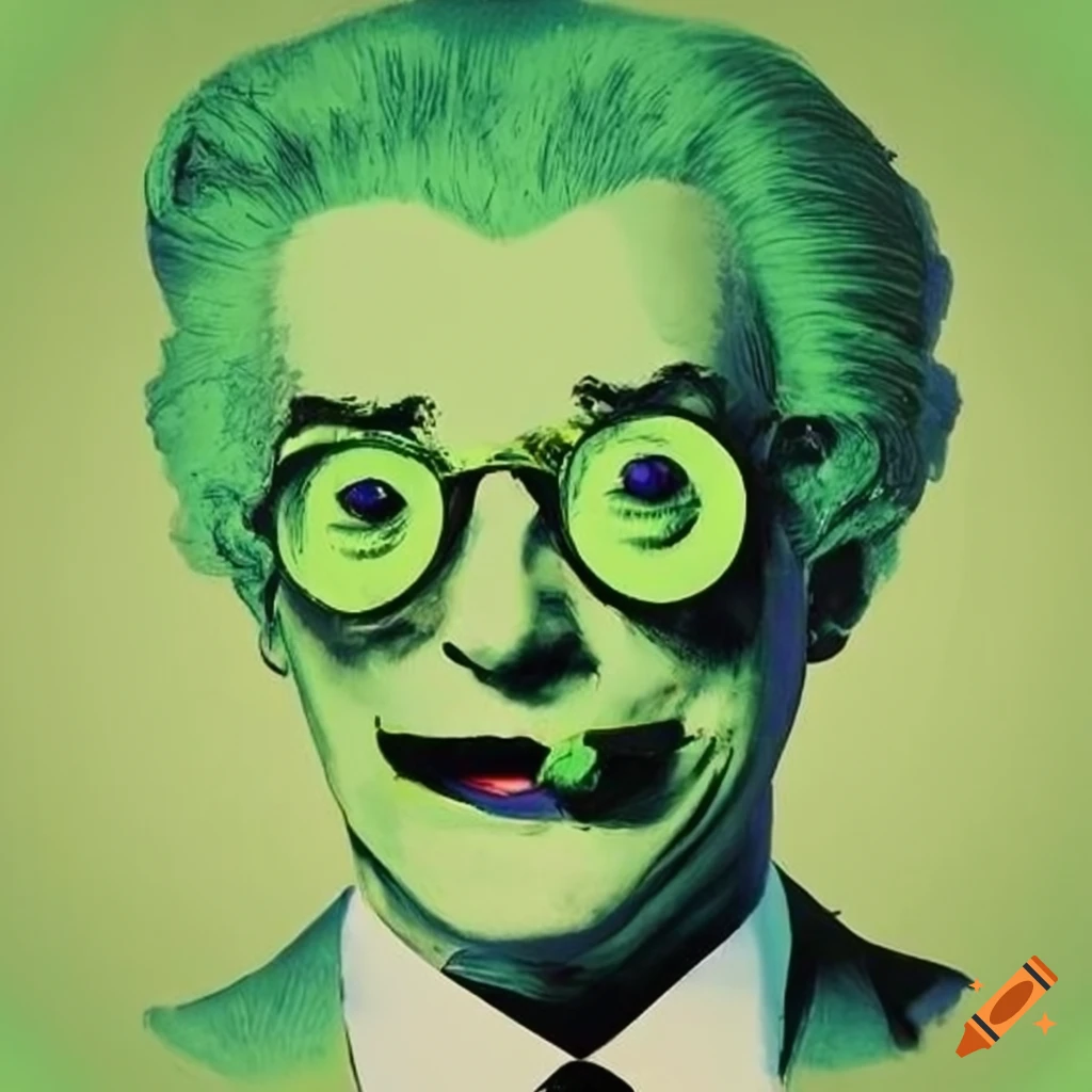 Pea man in the style of warhol on Craiyon