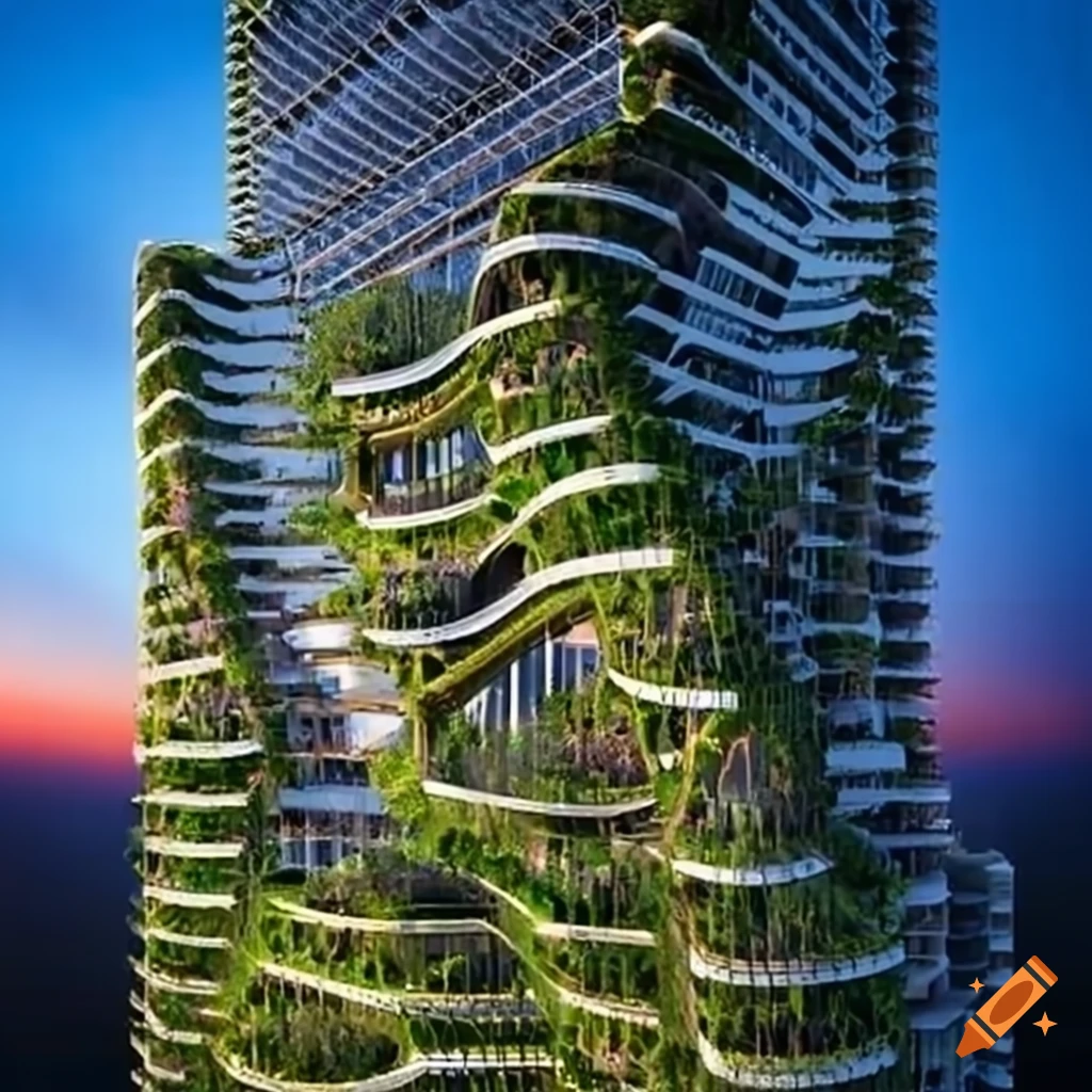 Organic highrise tower in america with garden facade