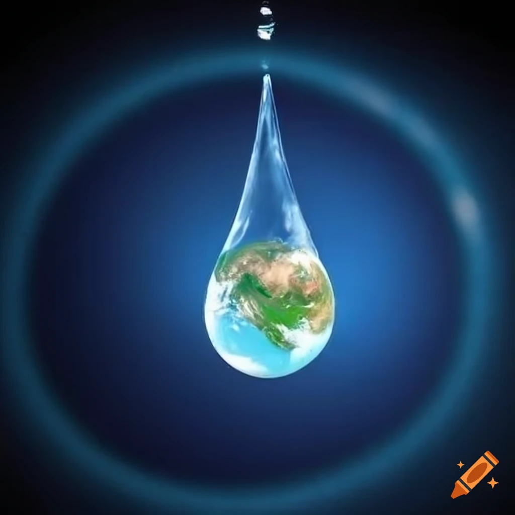Photo of the planet earth in a drop of water on Craiyon