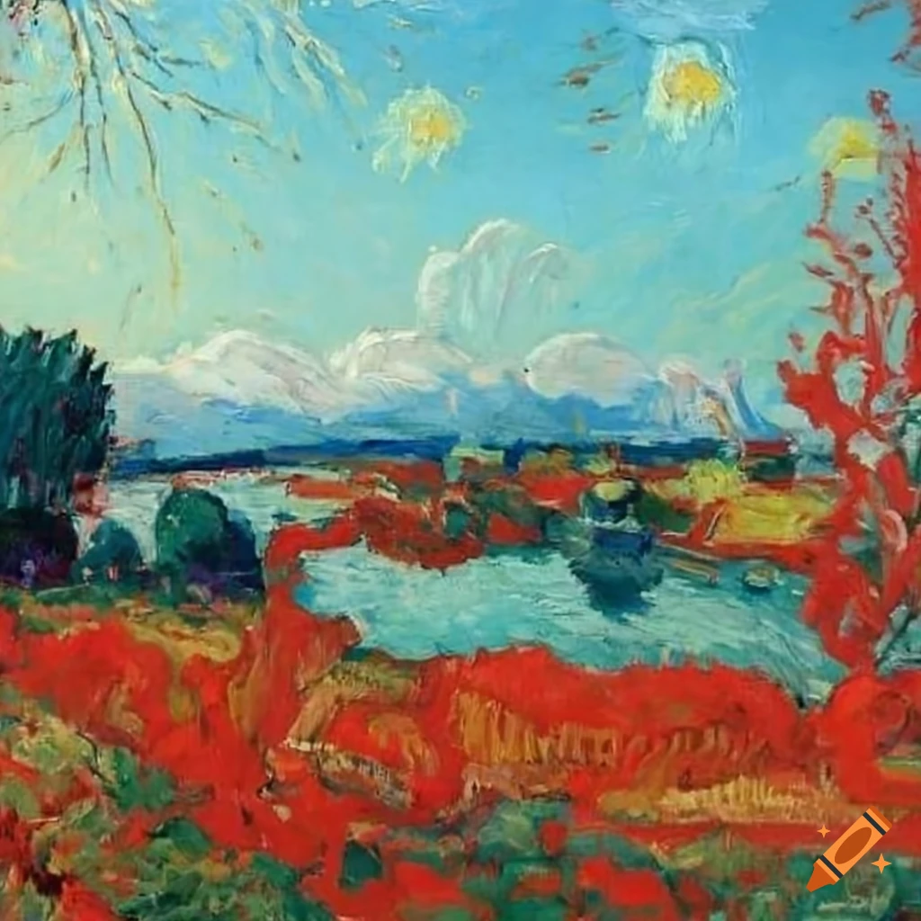 Red cherry blossom van gogh repin full landscape