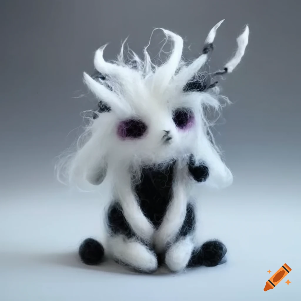 Felted wool creatures from the ice kingdom with ornate clothing