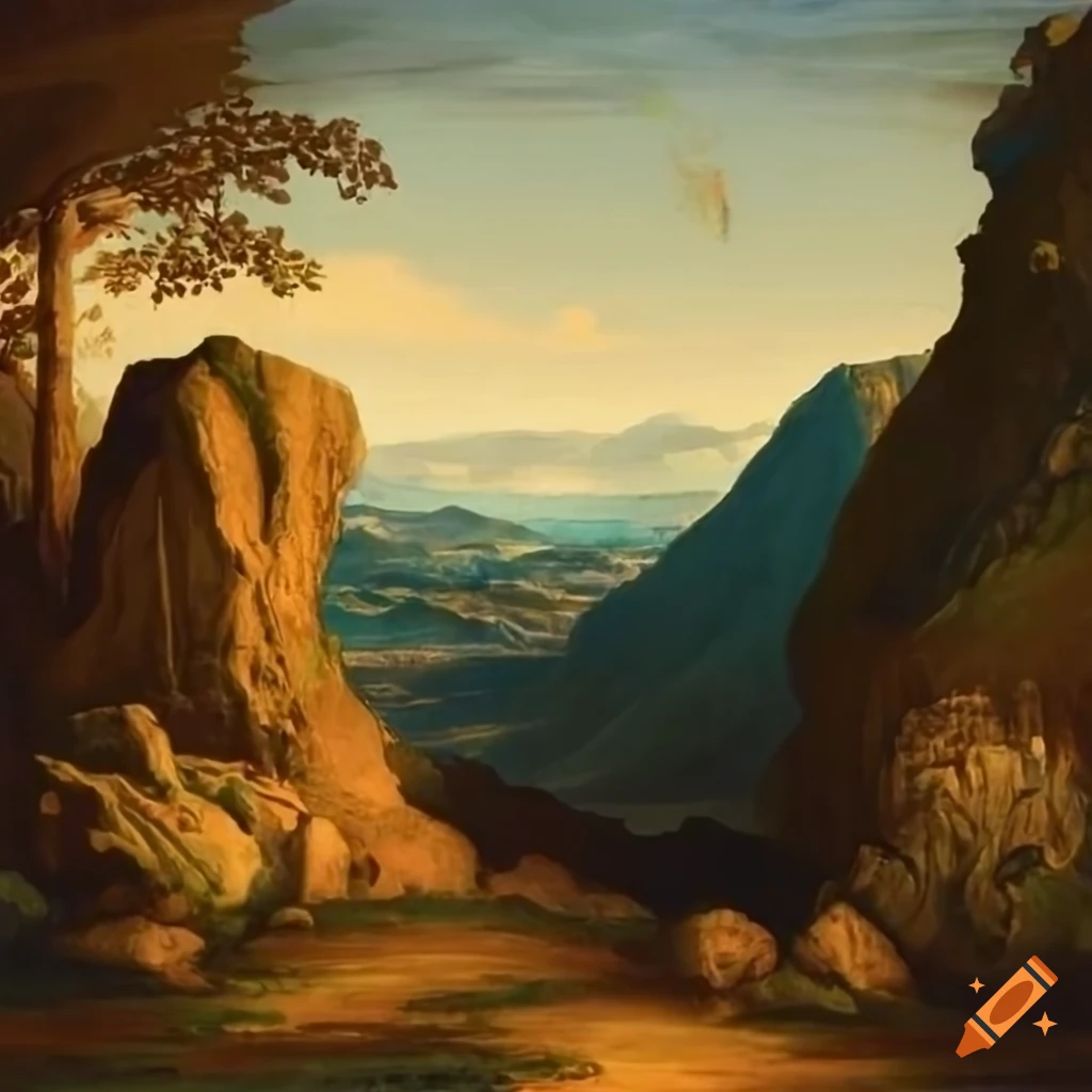 Renaissance landscape with rocks