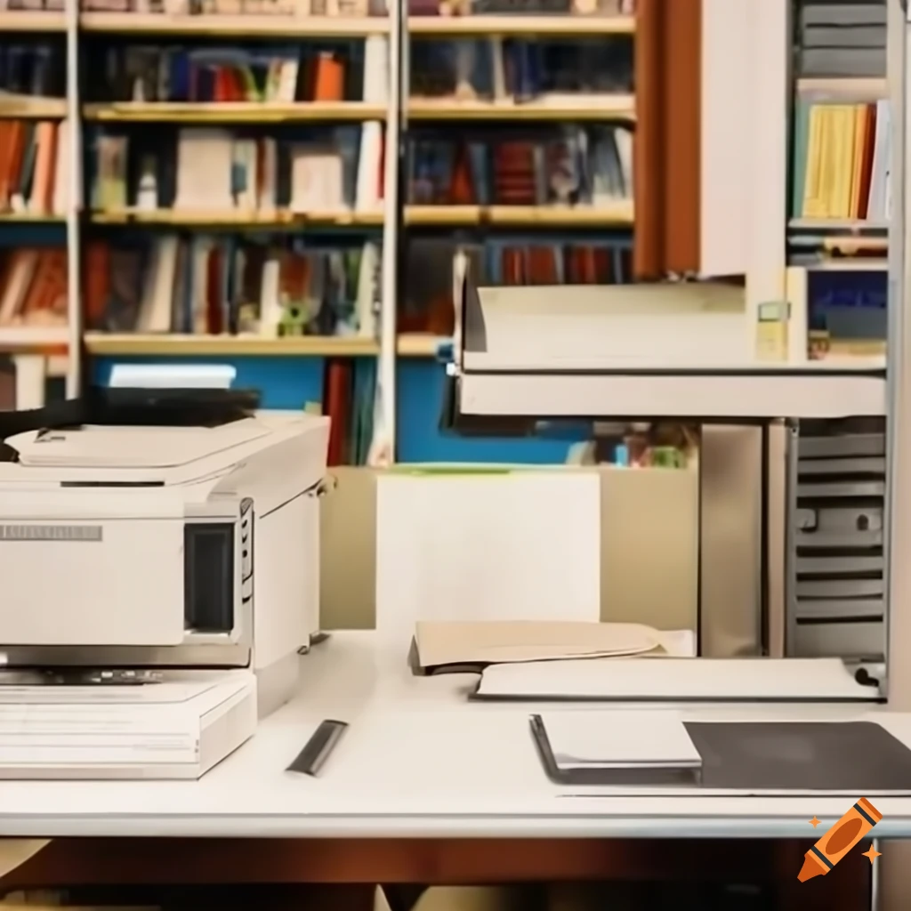 A computer, a printer, a set of a4 pages and few books on the table ...