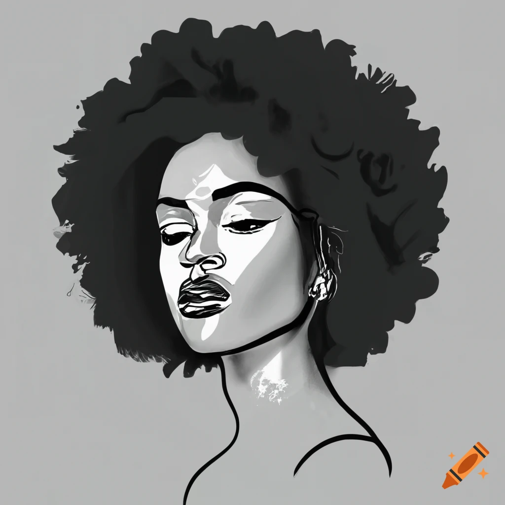 Portrait of a black woman in minimalist simple black and white single ...