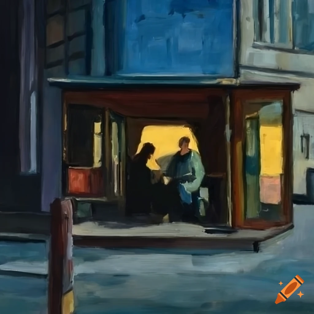 Like a painting of Edward Hopper. Afternoon, on a large boulevard in an ...