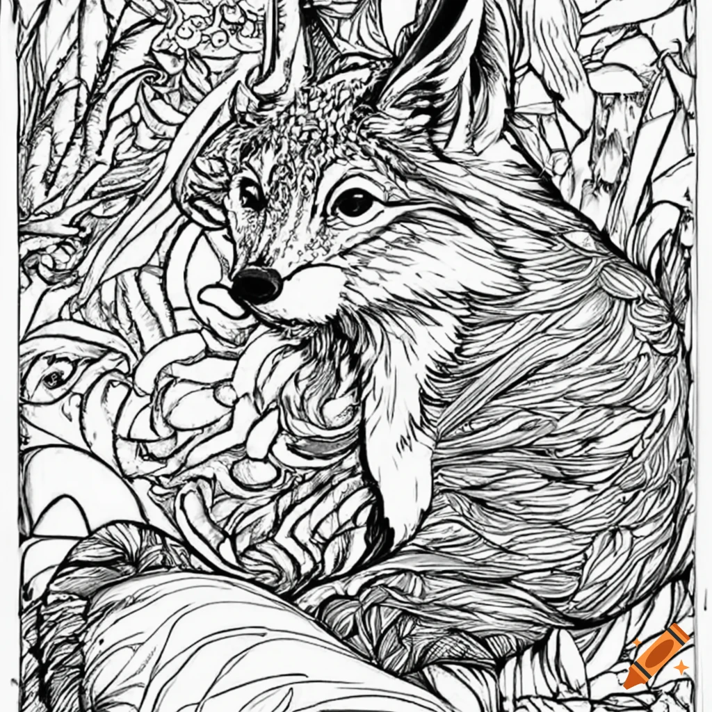 Colouring book fox on Craiyon