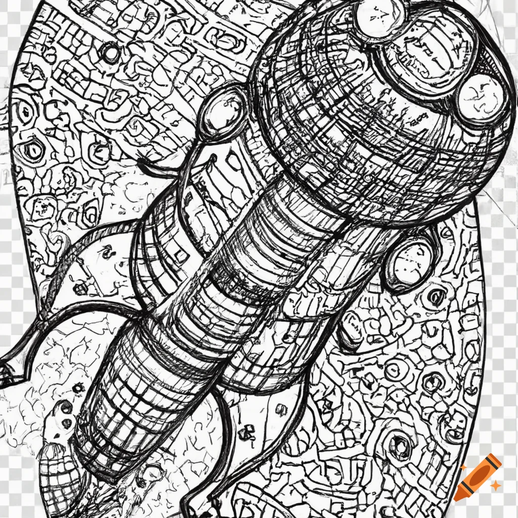 Spaceship Orbitor in space pencil outline art style on Craiyon