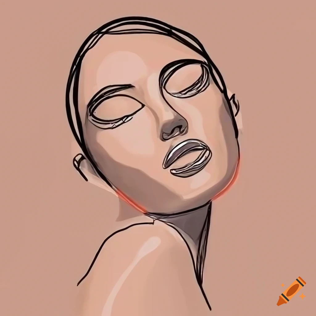 Minimalist, single line drawing, simple portrait