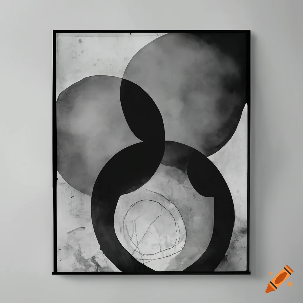 Abstract, minimalist art poster with overlapping circles and bold ...