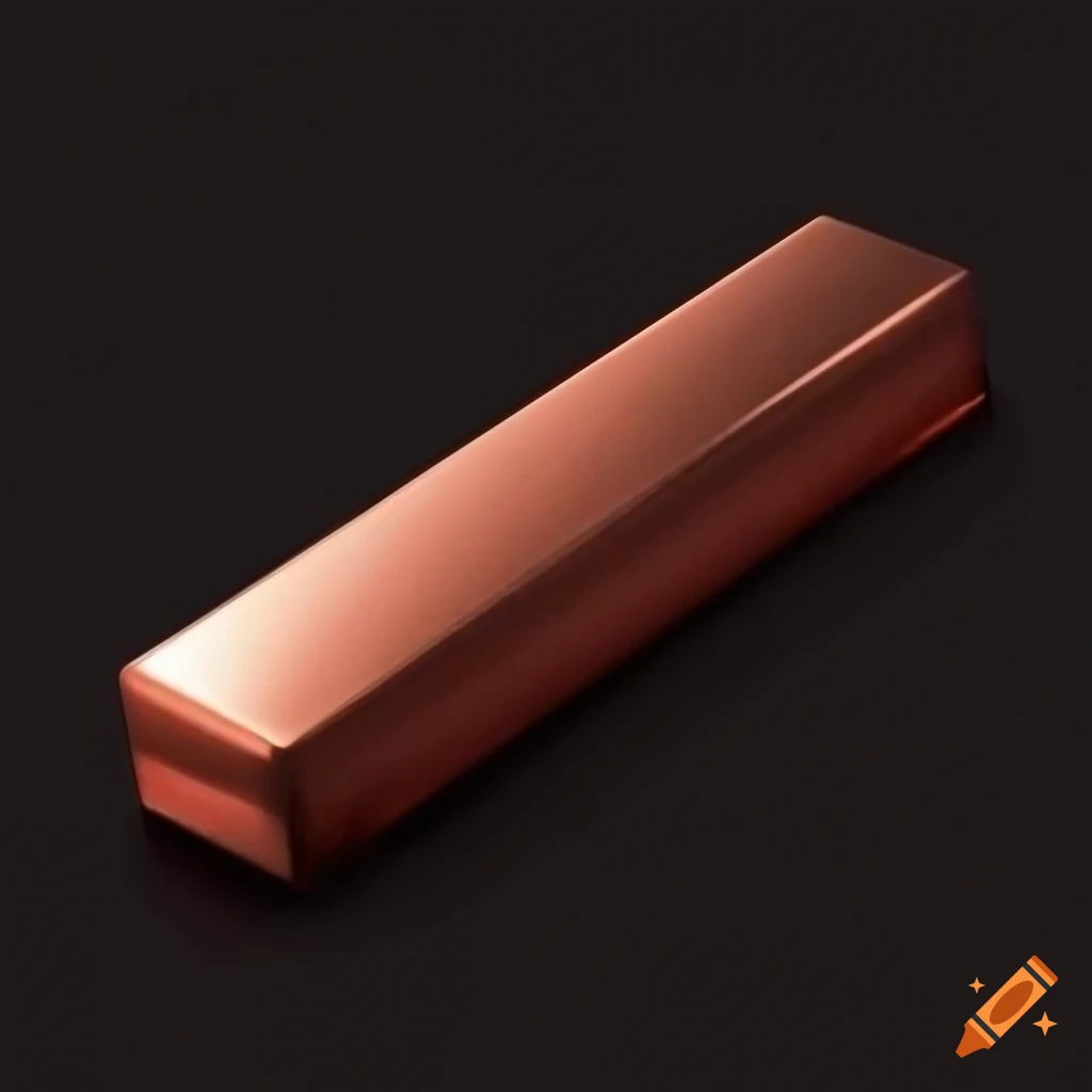 A shiny copper bar on a dark background on Craiyon