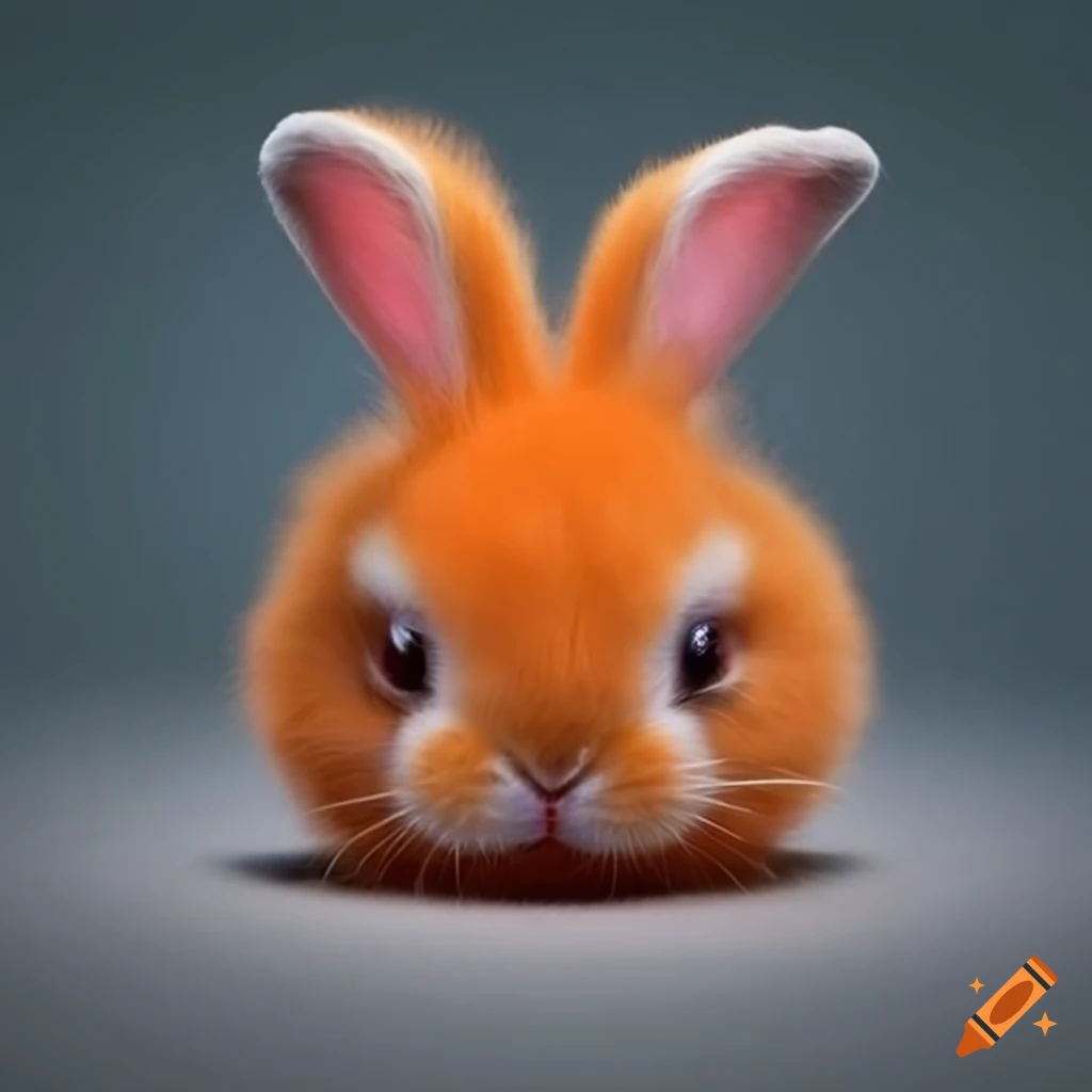 Fluffy orange rabbit ball with saucer eyes
