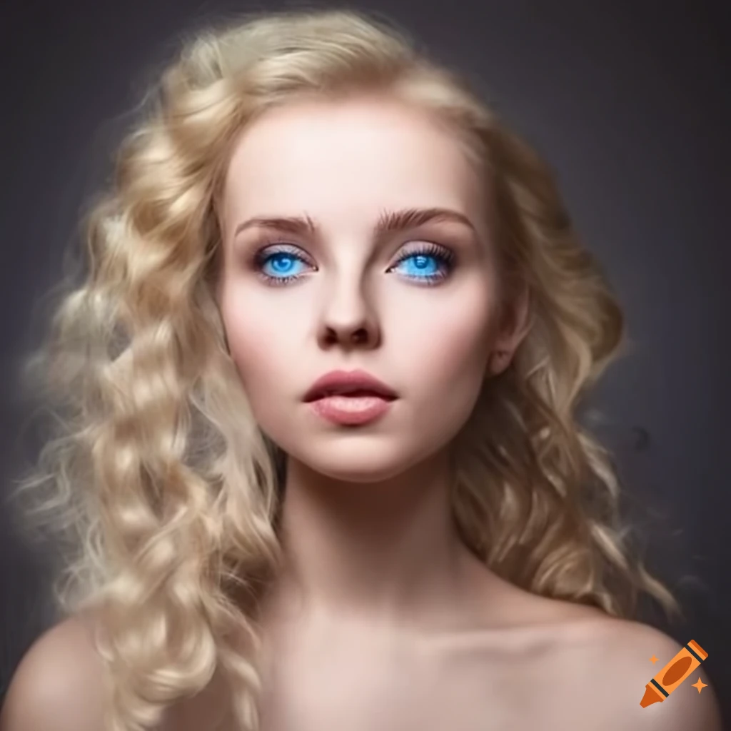 Gorgeous young woman with Russian heritage, blonde hair, blue eyes on Craiyon