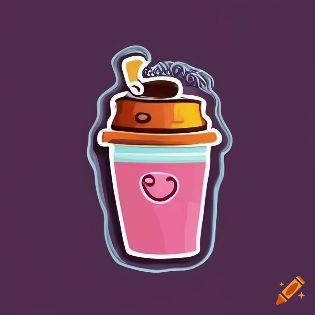 Coffee travel cup, funky, funny, colourful, coffee forever text ...