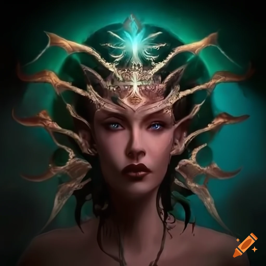 Create a captivating visual representation of Hekarti, the Hydra Queen ...