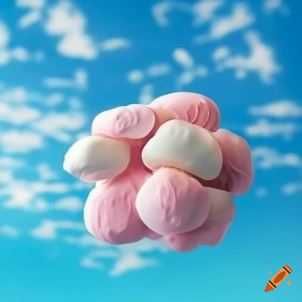 Chocolate world, marshmallow clouds, chocolate river, blue sky, sunny on Craiyon