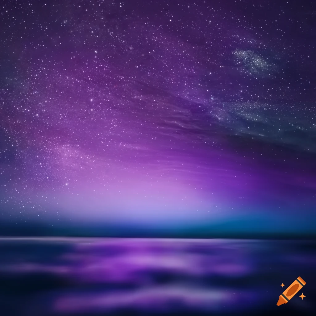 Purple starry night in the sea