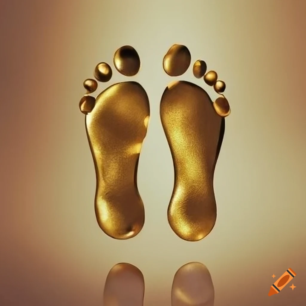 Gold foot prints on Craiyon