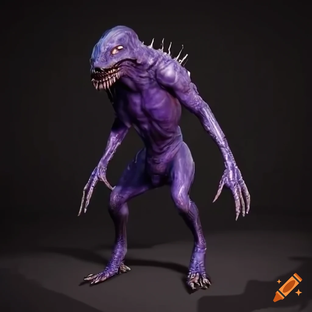 Unreal engine 5 purple-blue skinned and great purple-eyed alien ...