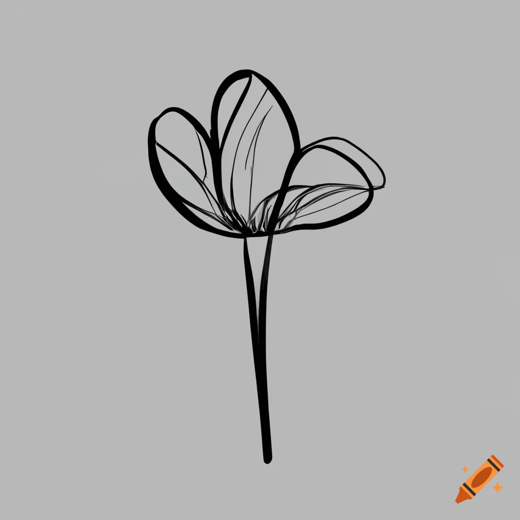 Hand drawn creative wildflower design, side profile, simple ...