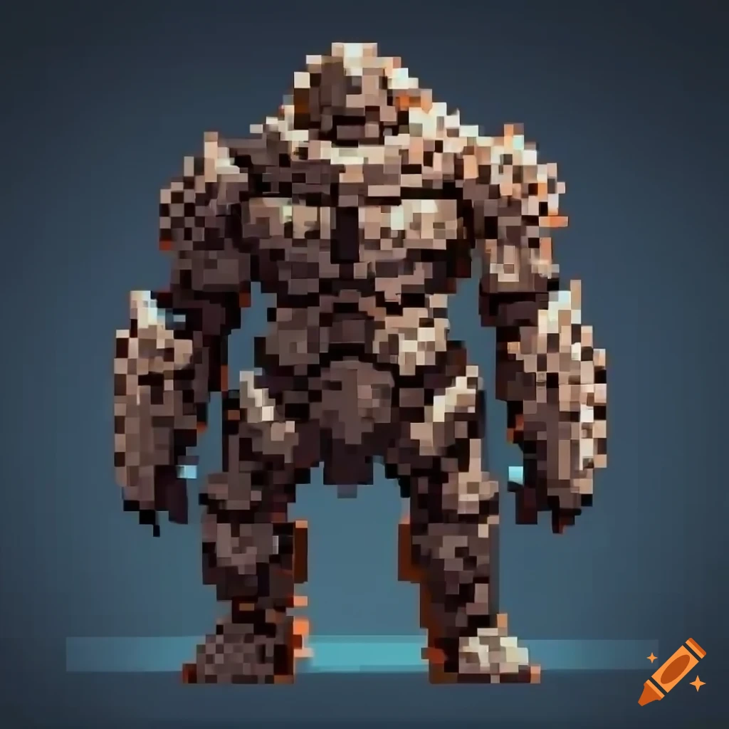 A armored golem with armor. High quality, high definiton, octane render ...