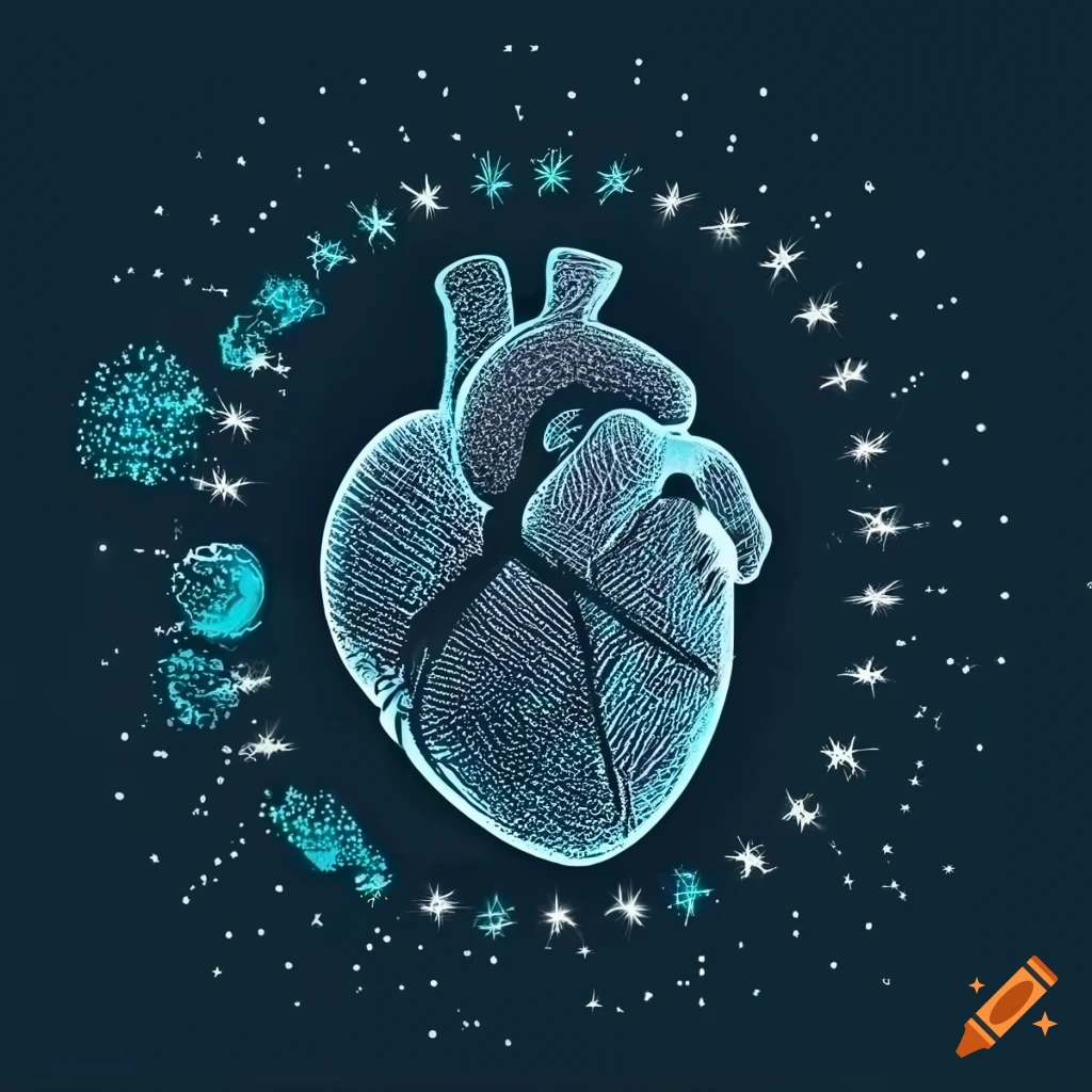Monochrome clean vector line illustration human heart surrounded by ...
