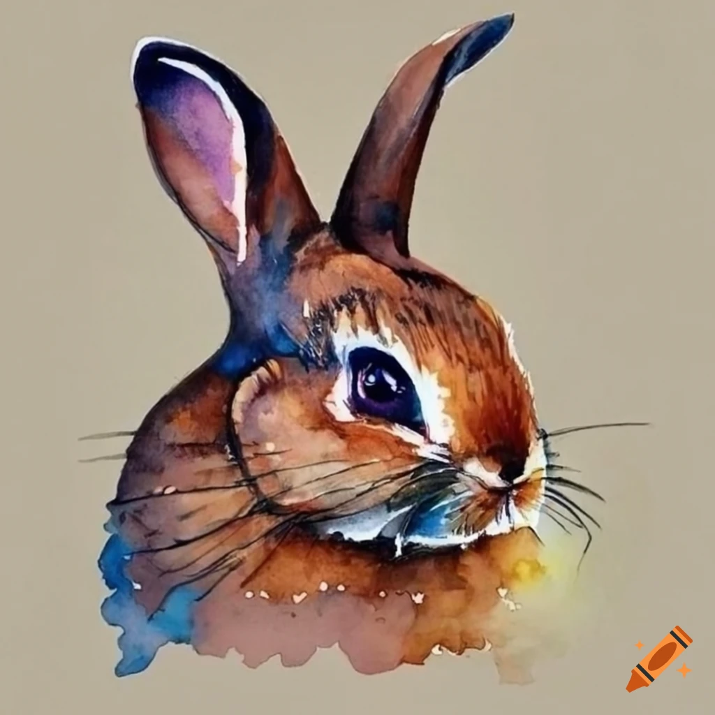 Brown rabbit, watercolor insanely detailed on Craiyon