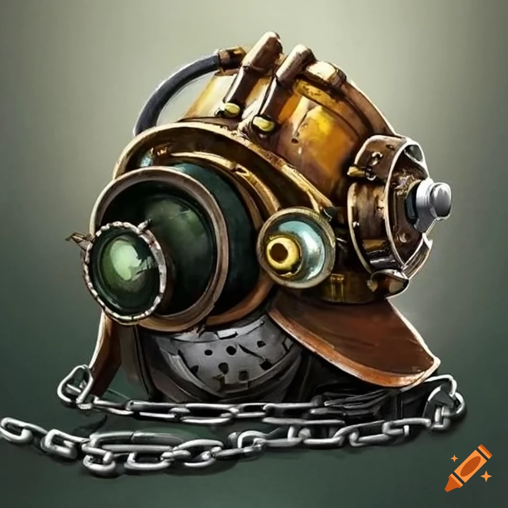 Steampunk miners helmet with goggles and exhaust pipes on top with a ...