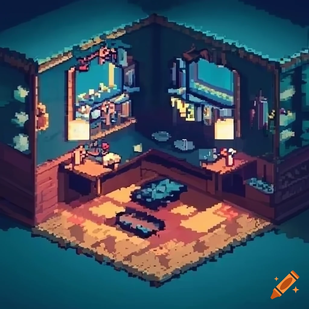 Pixel art isometric room