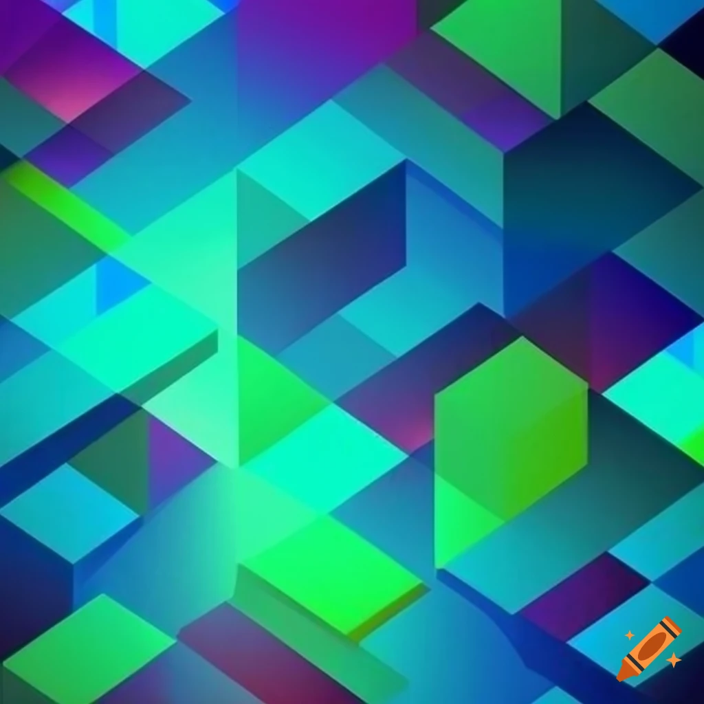 Abstract design with colorful geometric shapes, blue and green colors ...