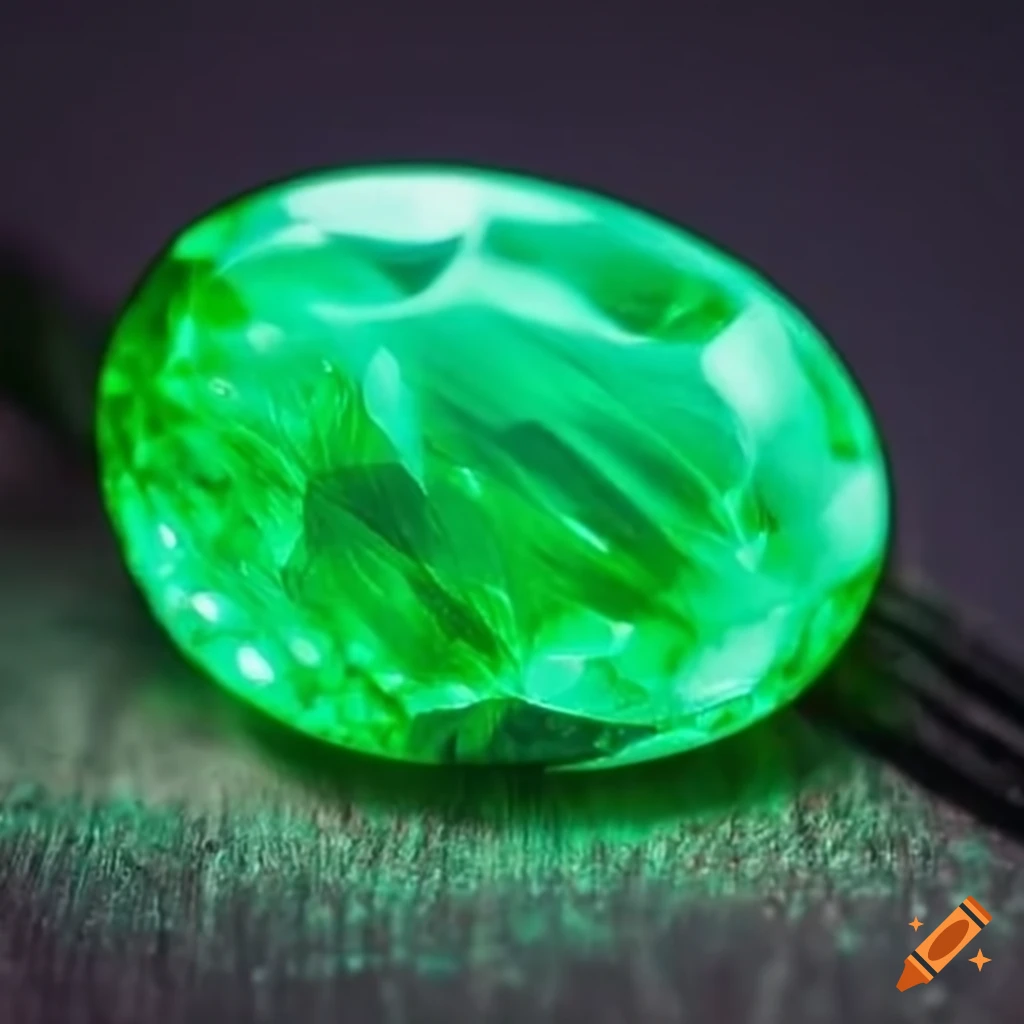 A green magic stone,glowing on Craiyon