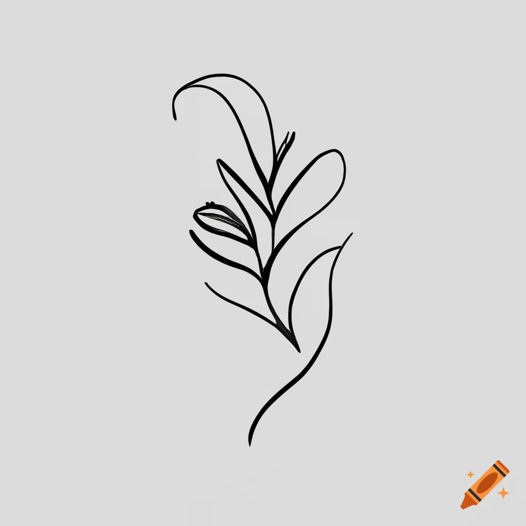 Hand drawn creative wildflower design, side profile, simple ...