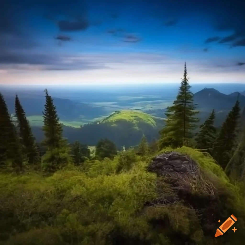 Beautiful landscape, wide view, long shot on Craiyon