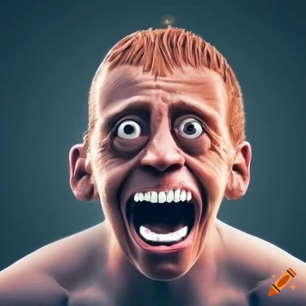 A funny soccer player face who is defeated on Craiyon