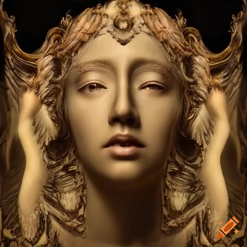 Angels face in art nouveau style realistic