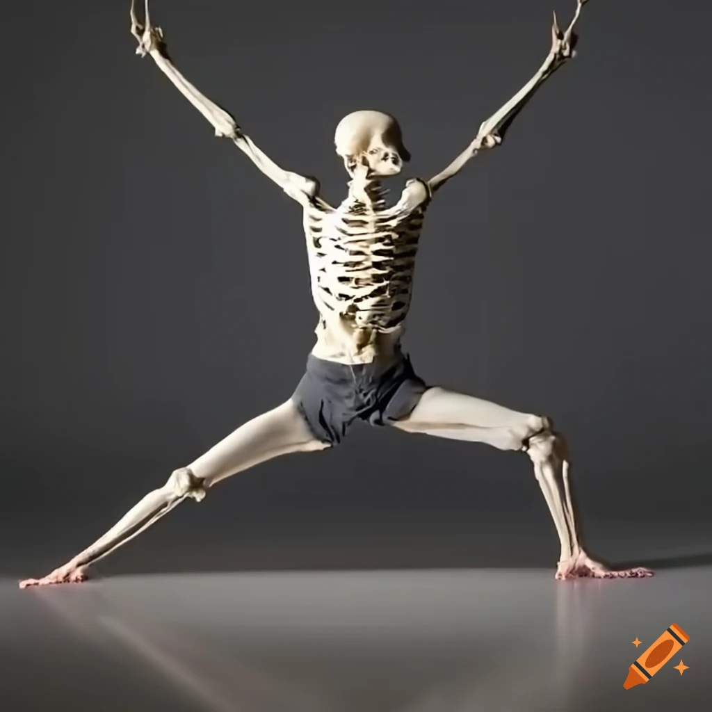 Skeleton doing yoga on Craiyon