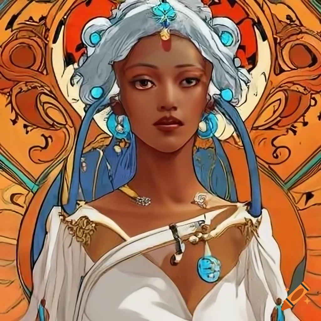 Alfonso mucha, princess yue, avatar, white hair, dark skin, moon ...