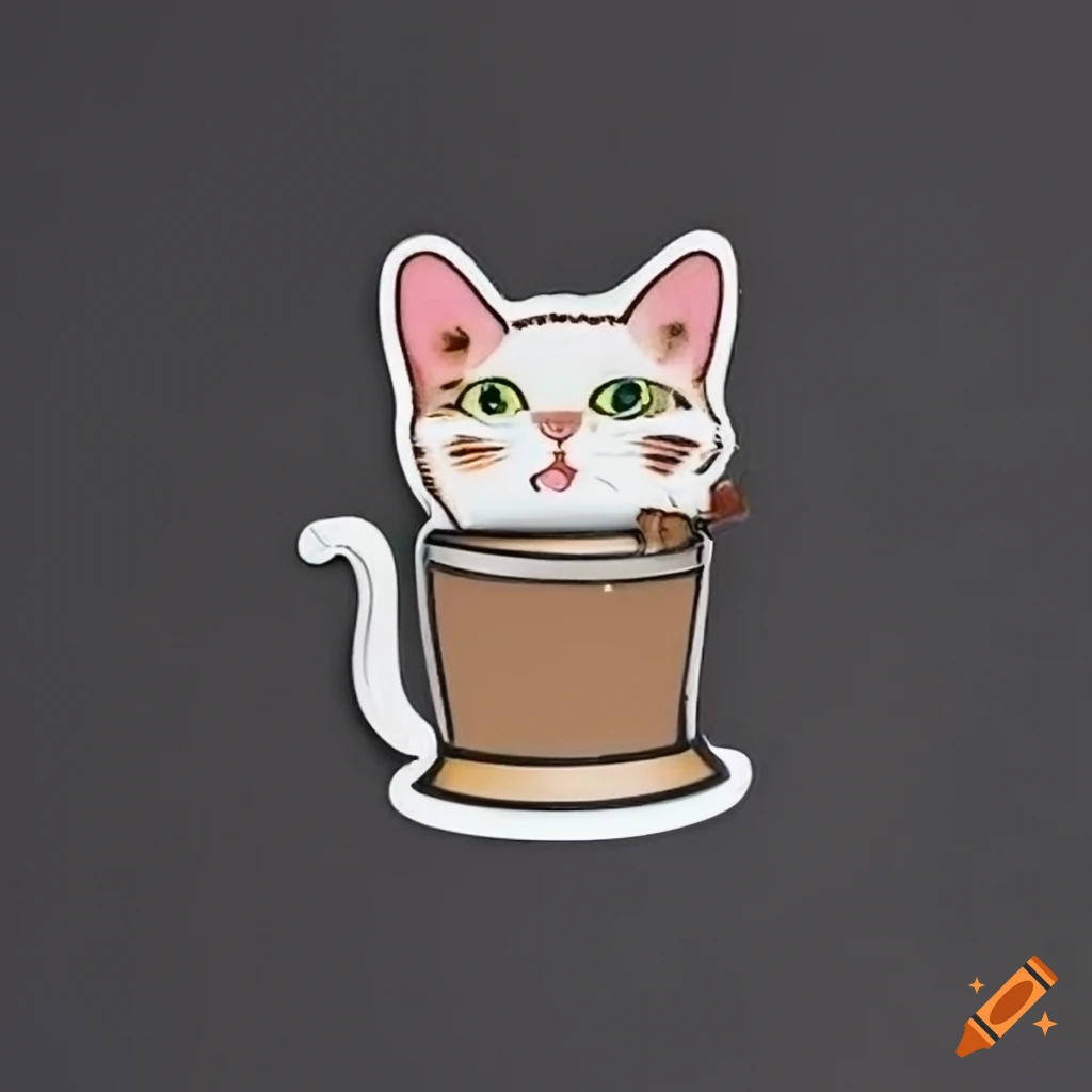 Coffe right meow! sticker on Craiyon