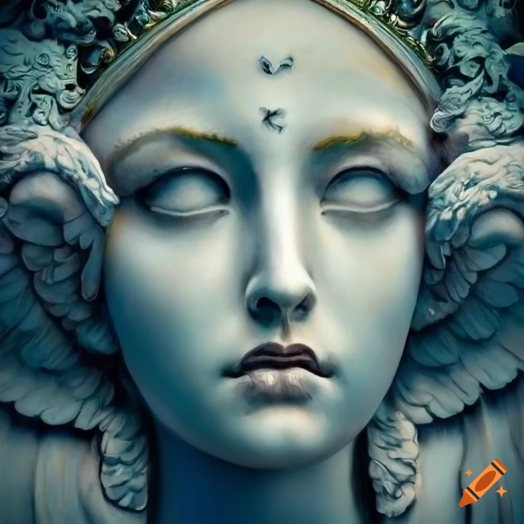 Angels face in art nouveau style realistic