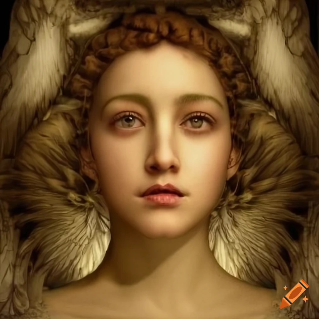 Angels face in art nouveau style realistic