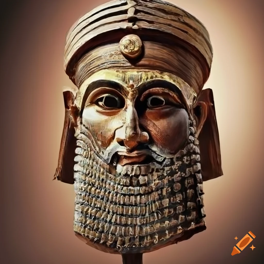 Portrait of naram sin wearing royal akkadian mask on Craiyon