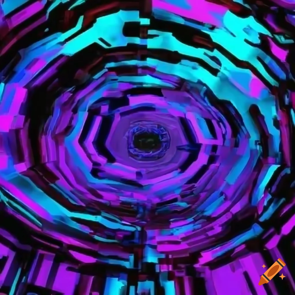 Glitchy Purple blue and black portal on Craiyon