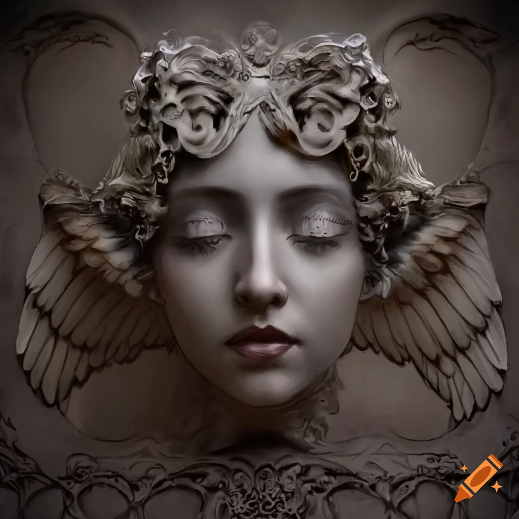Angels face in art nouveau style