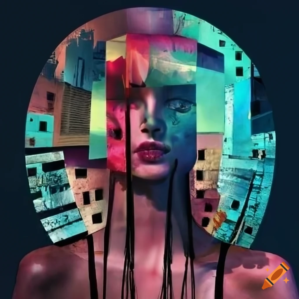 Create a collage with images of dystopia and utopia on Craiyon