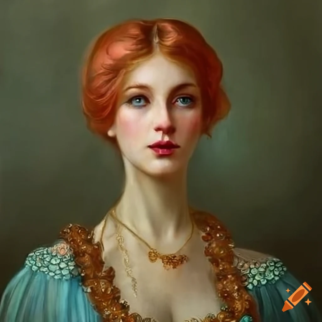 Russian woman fairy painted in pre-raphaelite style