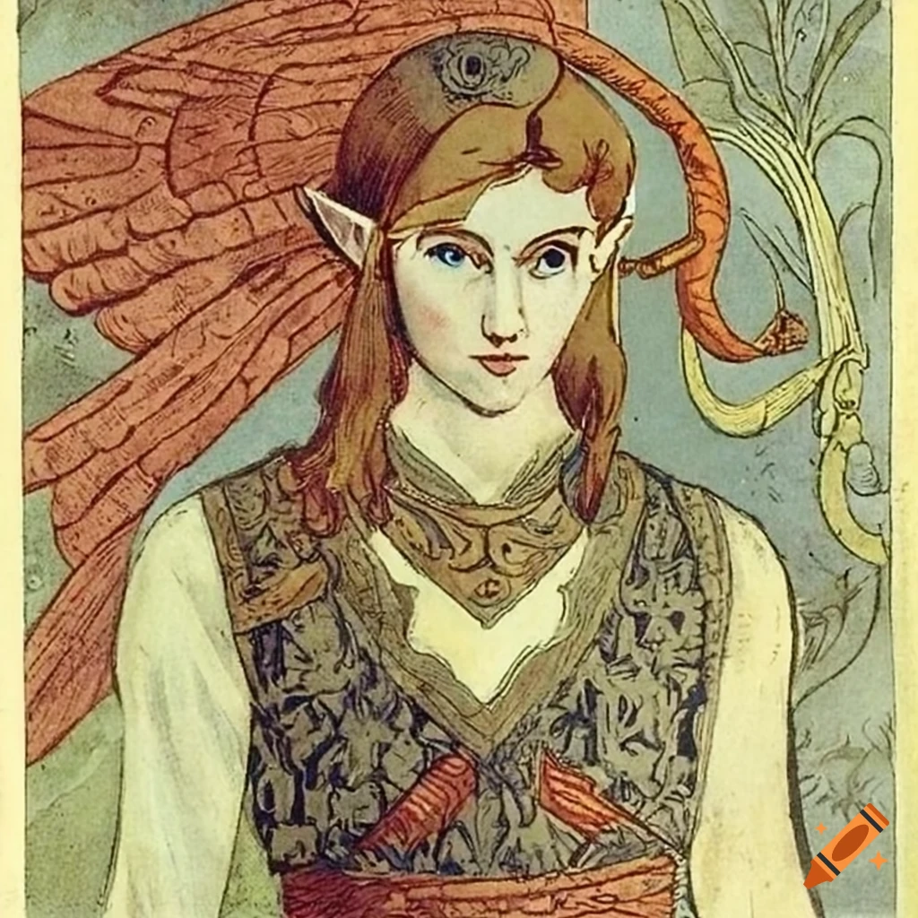 Portrait of link from the legend of zelda, 1914 book illustration by ...