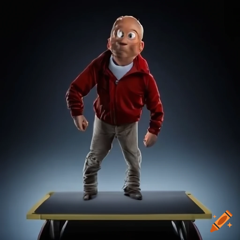 A movie character as a humble official standing on a platform on a ...
