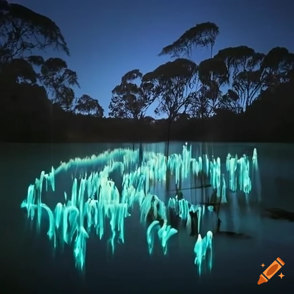 Art installation featuring glowing spirits in australian-inspired ...