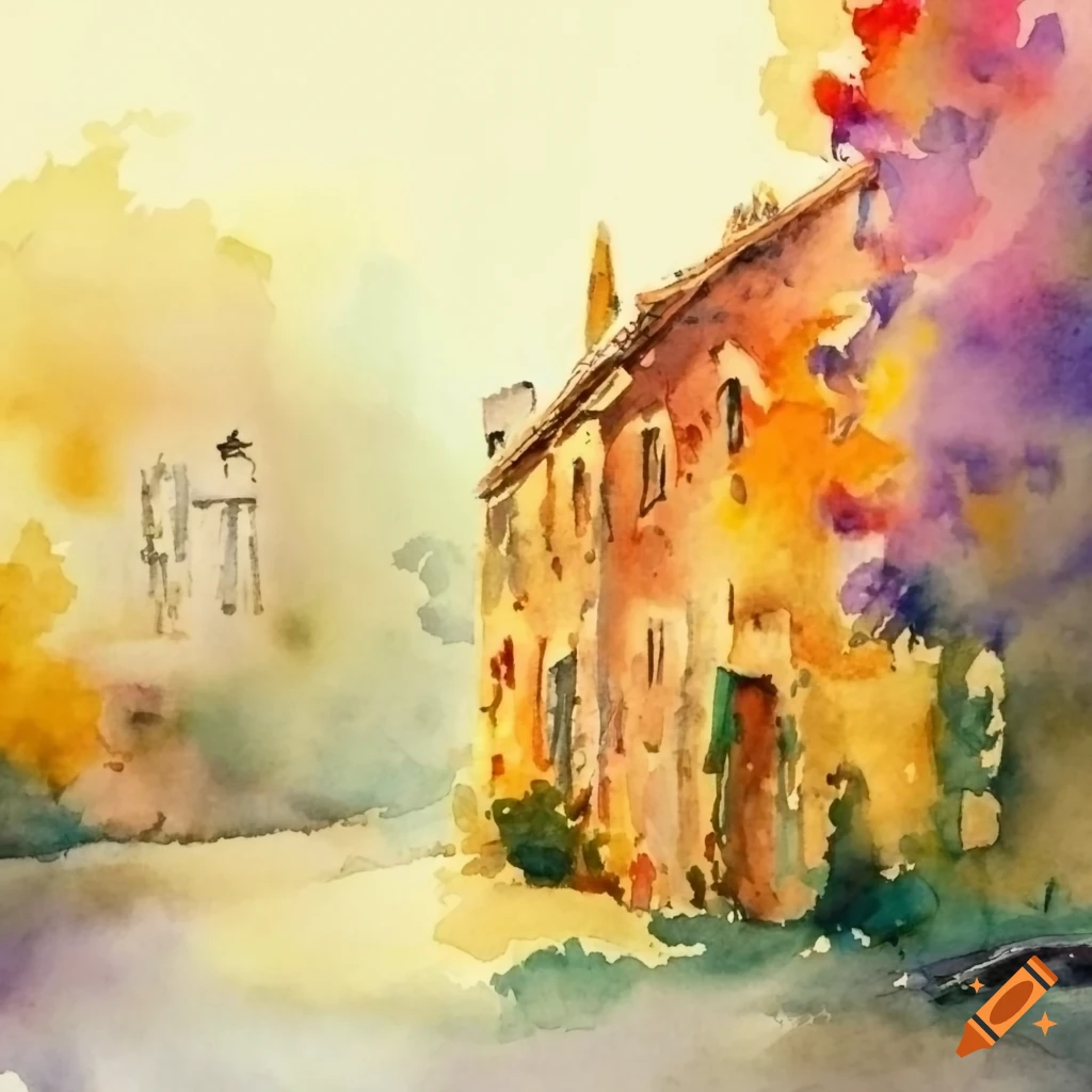 Watercolour of provence with flowers